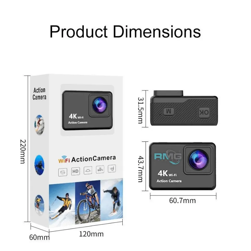 V22 4K Ultra HD Mini Action Camera – Waterproof with WiFi & Touch ...