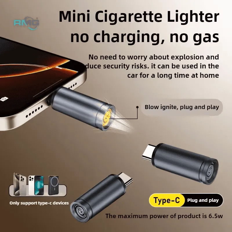 Type-C Electric Lighter for Phone – USB No-Flame Mini Pocket Windproof ...